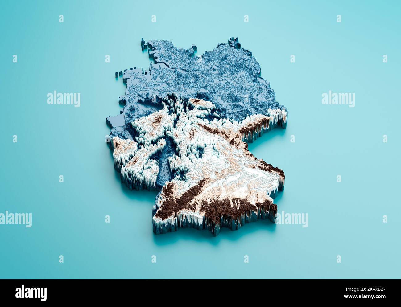 Topographic Germany Map Hypsometric Elevation tint Spectral Shaded ...