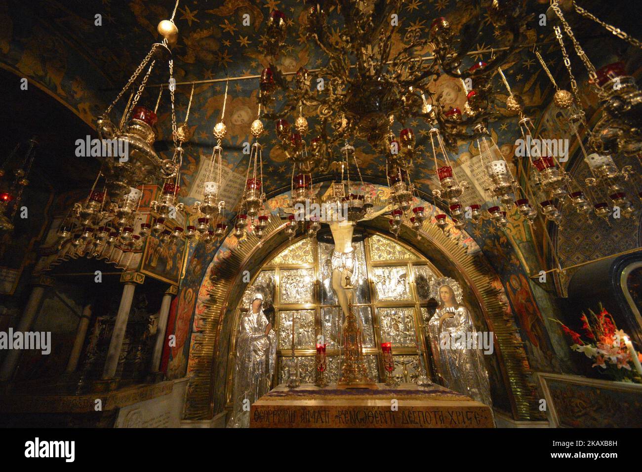 Traditional site of Golgotha, within the Church of the Holy Sepulchre ...