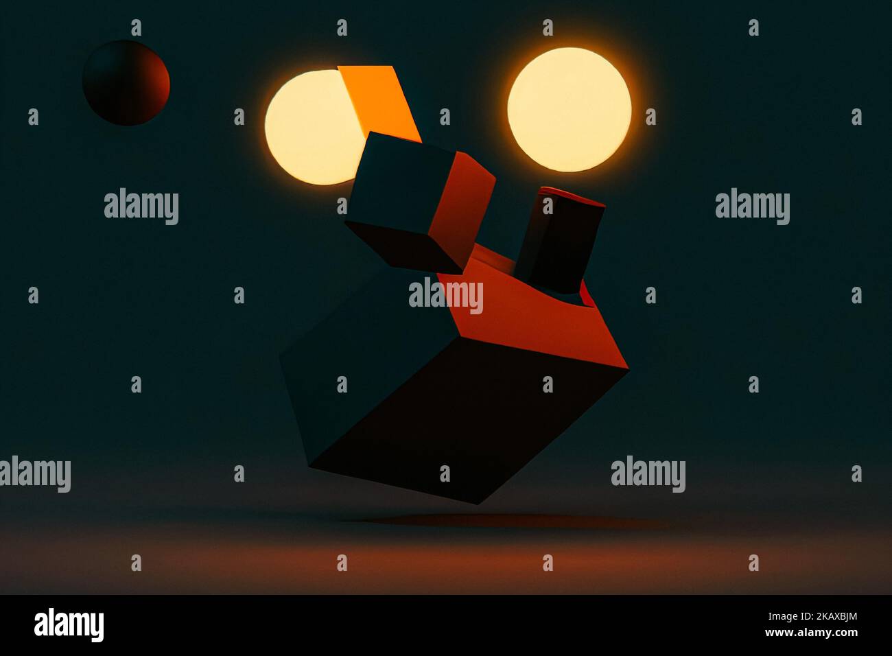 A digital render of floating geometric shapes and glowing circles for ...