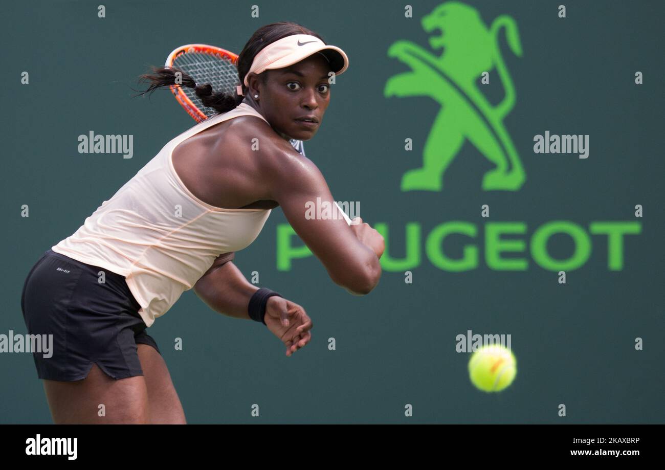 Sloan Stephens, from the USA, in action against Victoria Azarenka, from ...