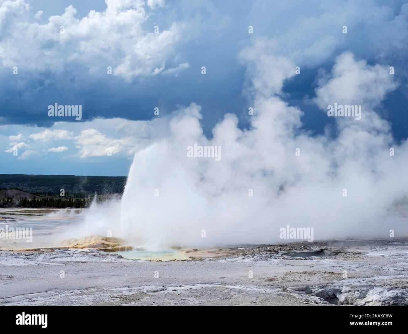 Steam rising from Clepydra Geyser, Fountain Paint Pots, Yellowstone ...