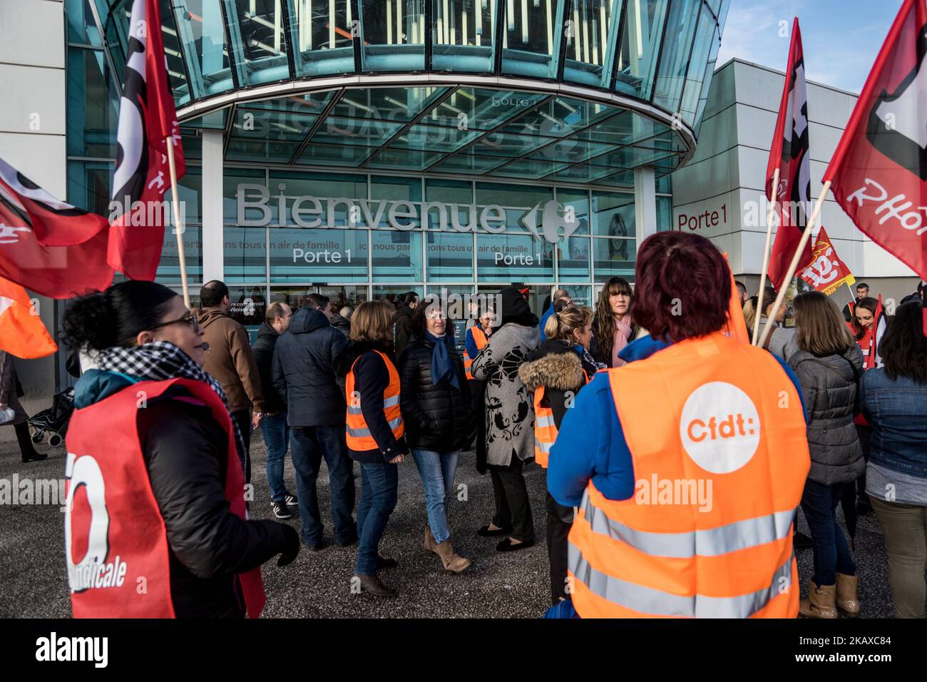 Strike and demonstration of employees at the Carrefour store in ...