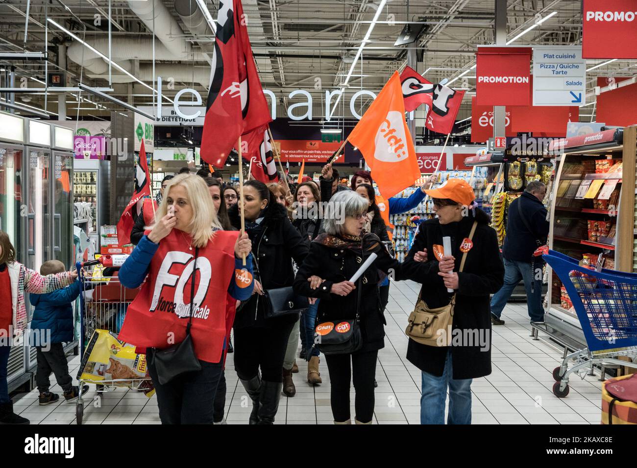 Strike and demonstration of employees at the Carrefour store in ...