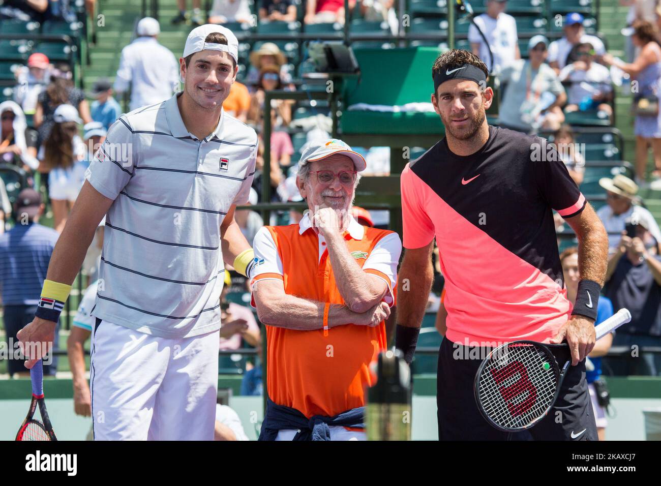 Juan Martin Del Potro, from Agentina, and John Isner, from the USA ...
