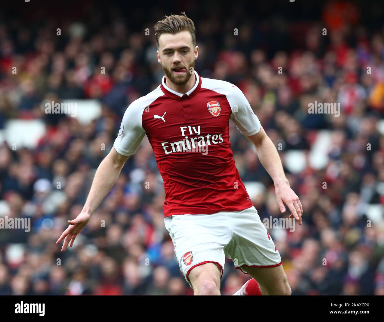 Arsenal's Calum Chambers during English Premier League match between Arsenal against Stoke City ...