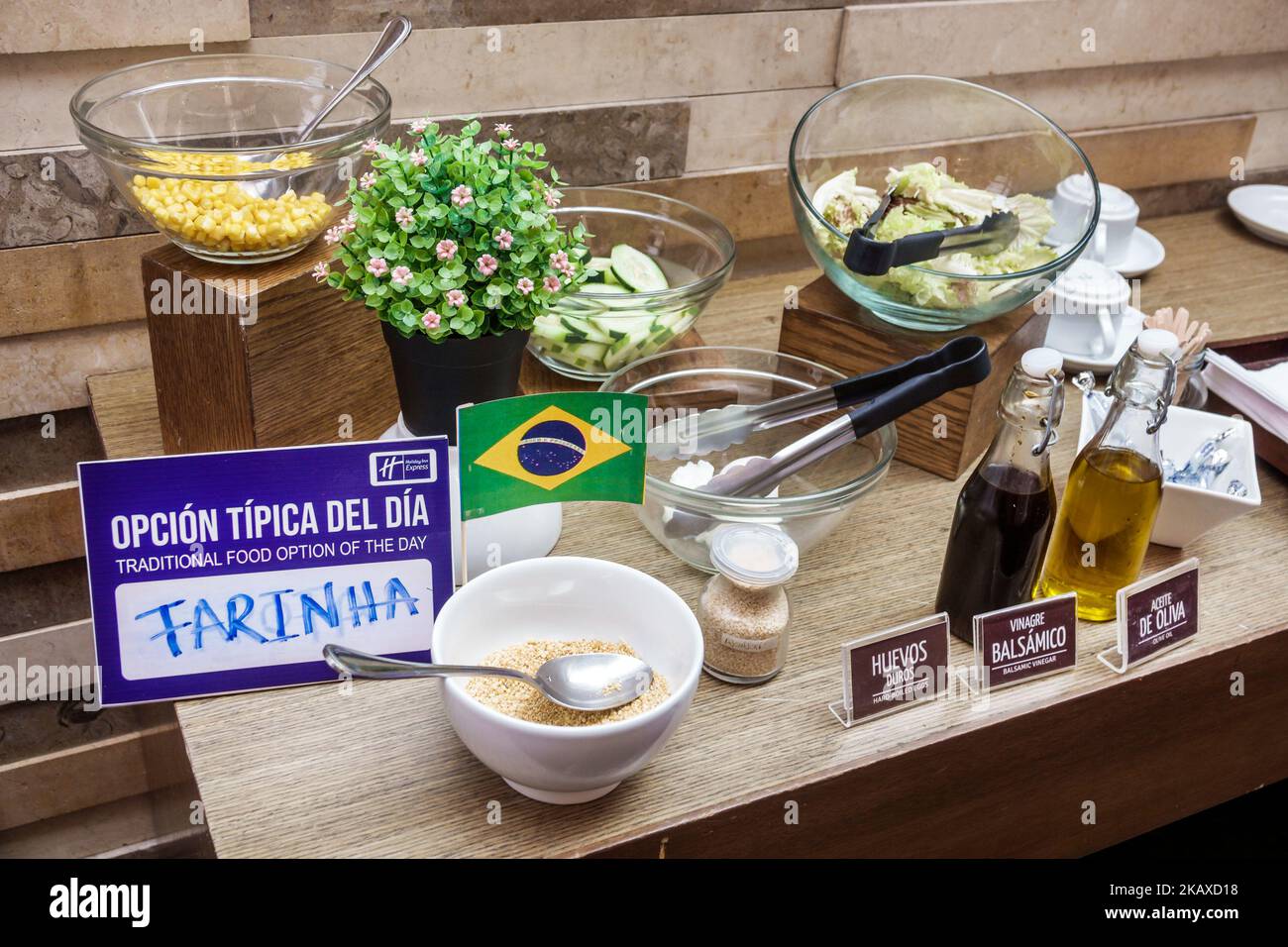 Self serve service buffet table bar brazilian farinha hi-res stock ...