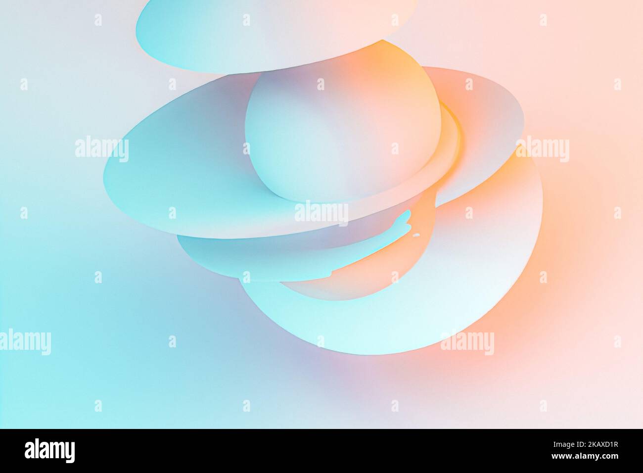 A digital render of soft abstract geometric shapes on a pastel ...