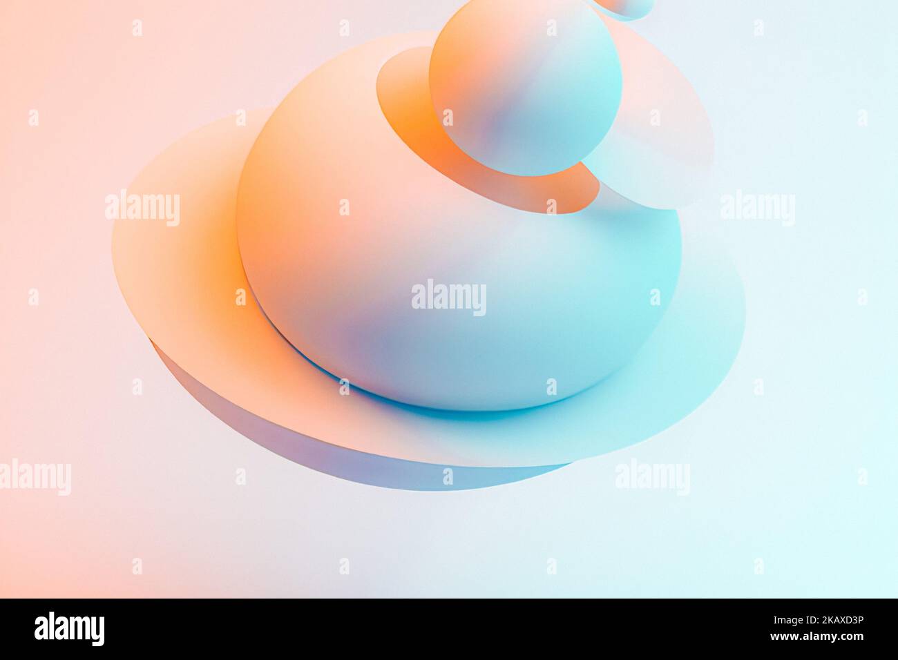 A digital render of soft abstract geometric shapes on a pastel ...