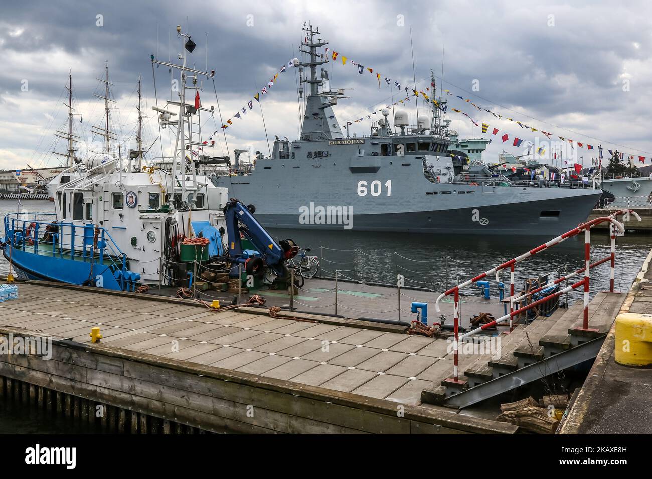 Polish Navy newest mines destroyer ORP Kormoran (601) is seen in Gdynia ...