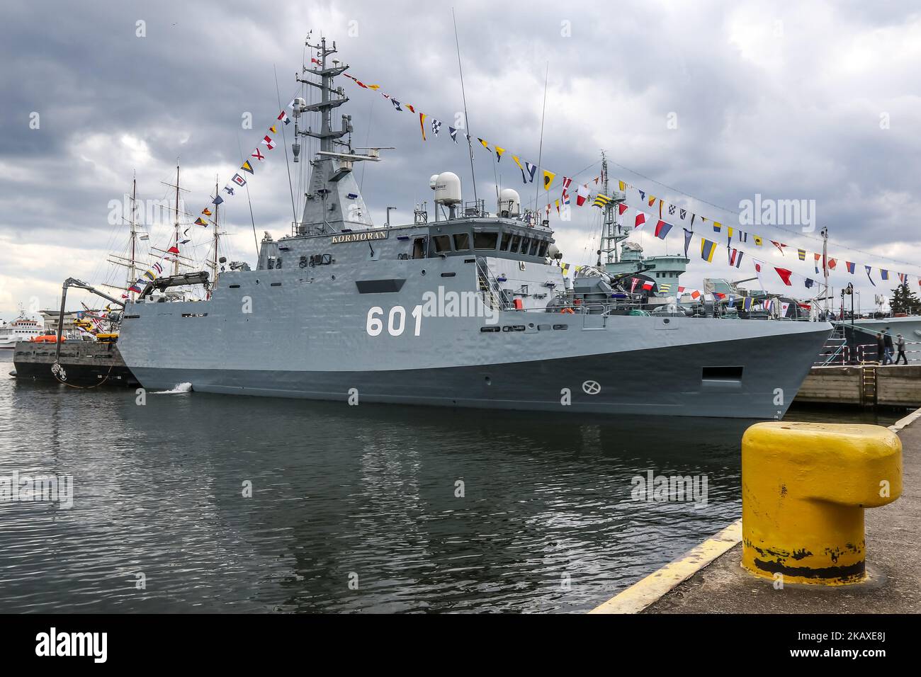 Polish Navy newest mines destroyer ORP Kormoran (601) is seen in Gdynia ...