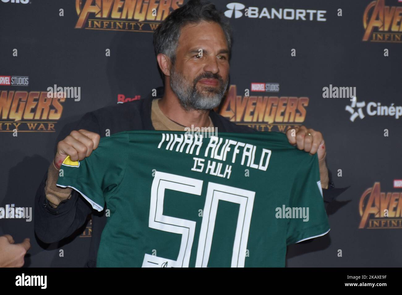 Actor Mark Ruffalo starring as Hulk is seen poses with Jersey of Mexico ...