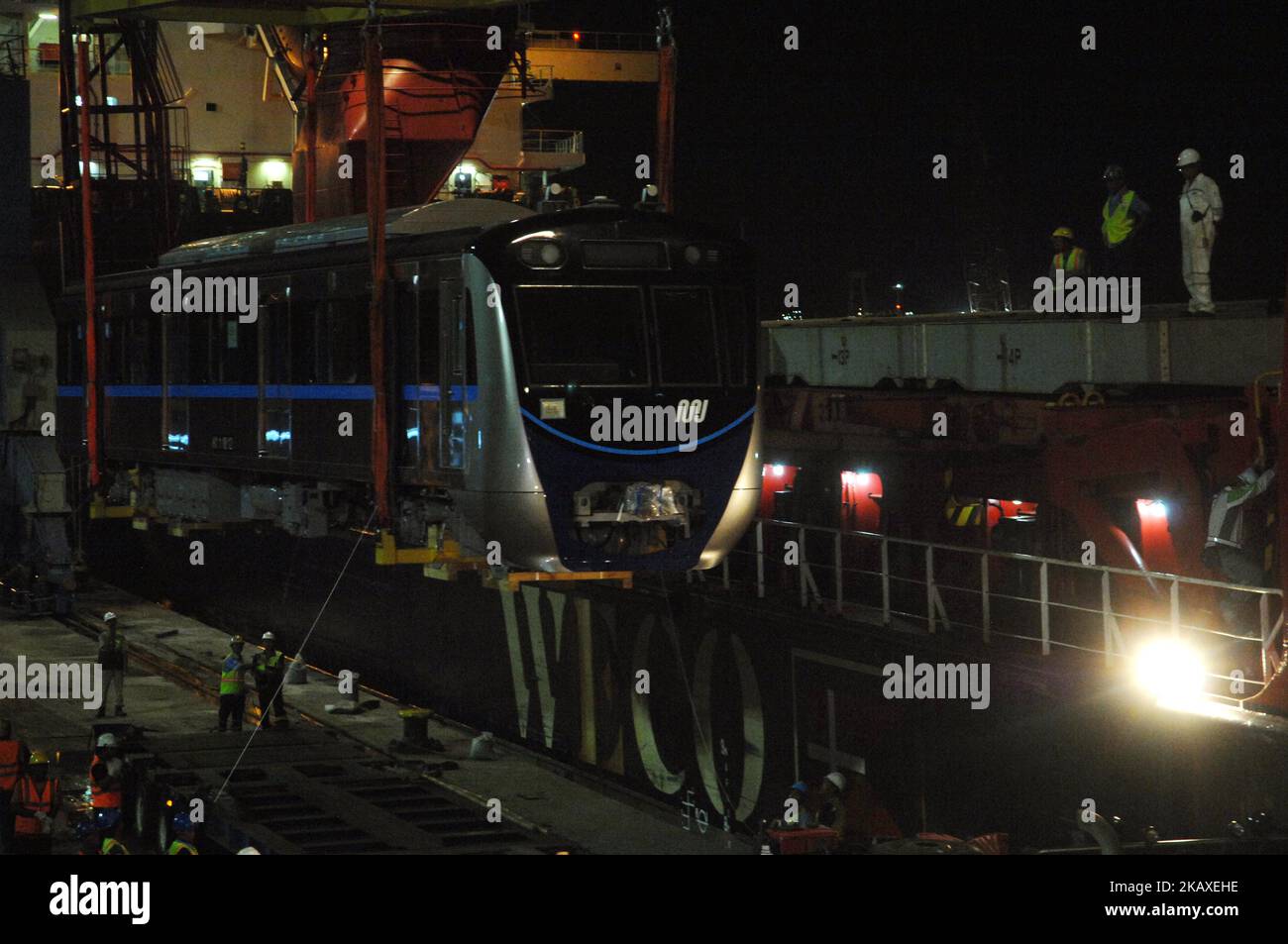 Workers took down the head of the Mass Rapid Transit (MRT) train at ...