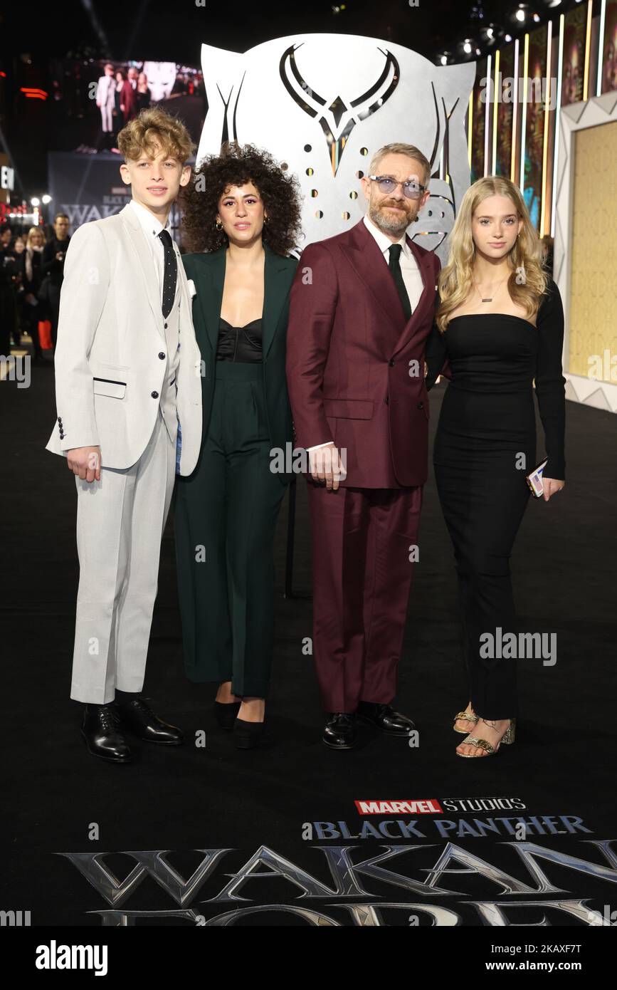 Joe Freeman, Rachel Mariam, Martin Freeman and Grace Freeman attending the European premiere of ...