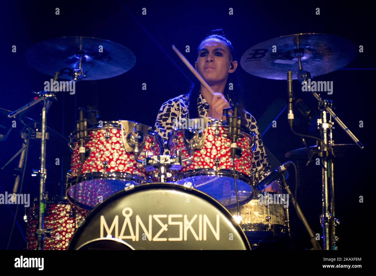 Ethan Torchio drummer of Maneskin performing live at Teatro Quirinetta ...
