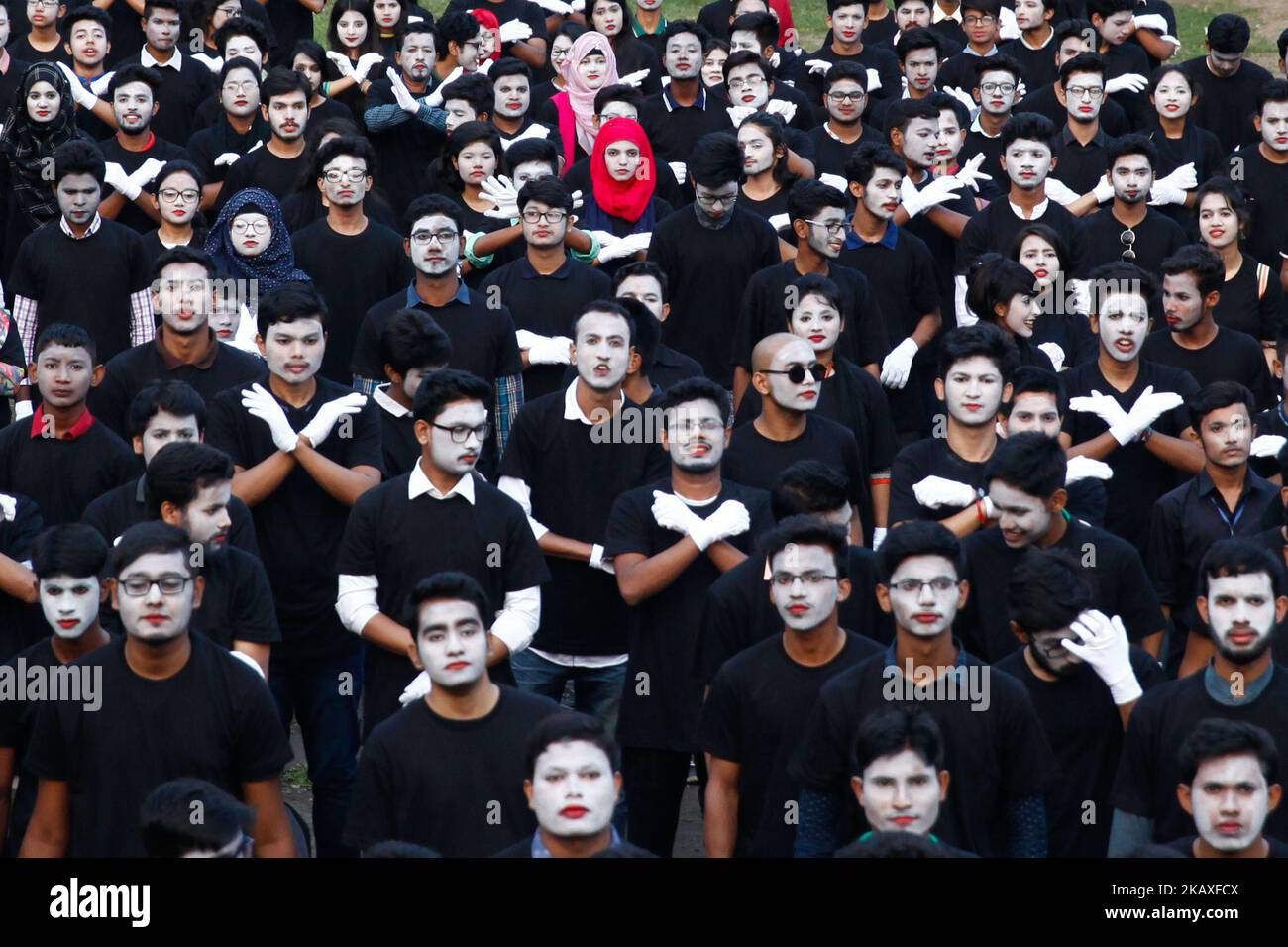 Bangladeshi mime performers attend the 2nd International Mime Fest 2018 ...