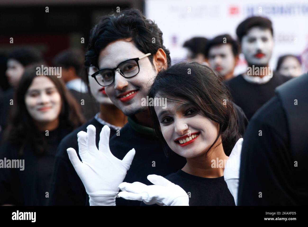 Bangladeshi mime performers attend the 2nd International Mime Fest 2018 ...