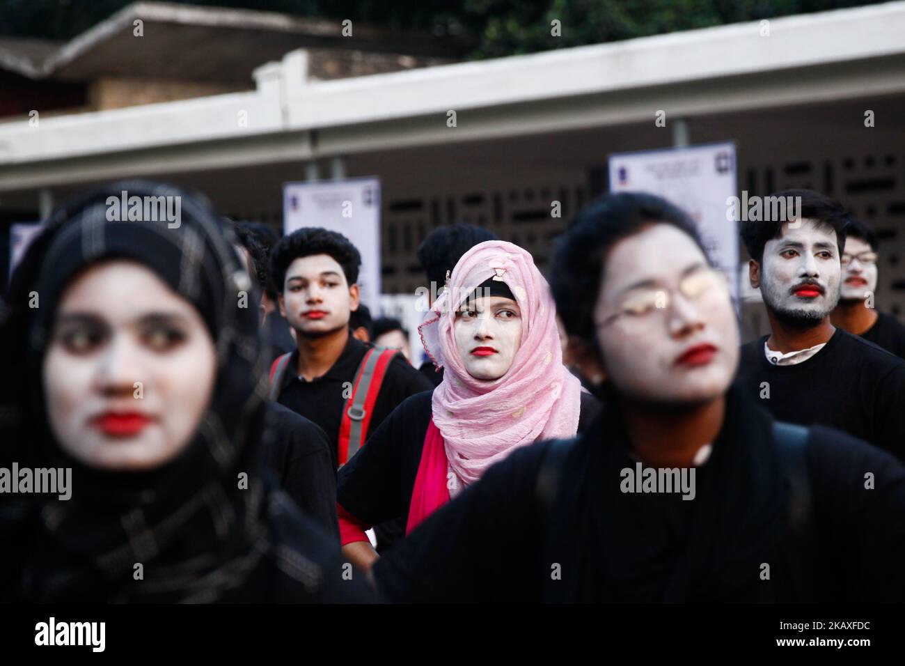 Bangladeshi mime performers attend the 2nd International Mime Fest 2018 ...