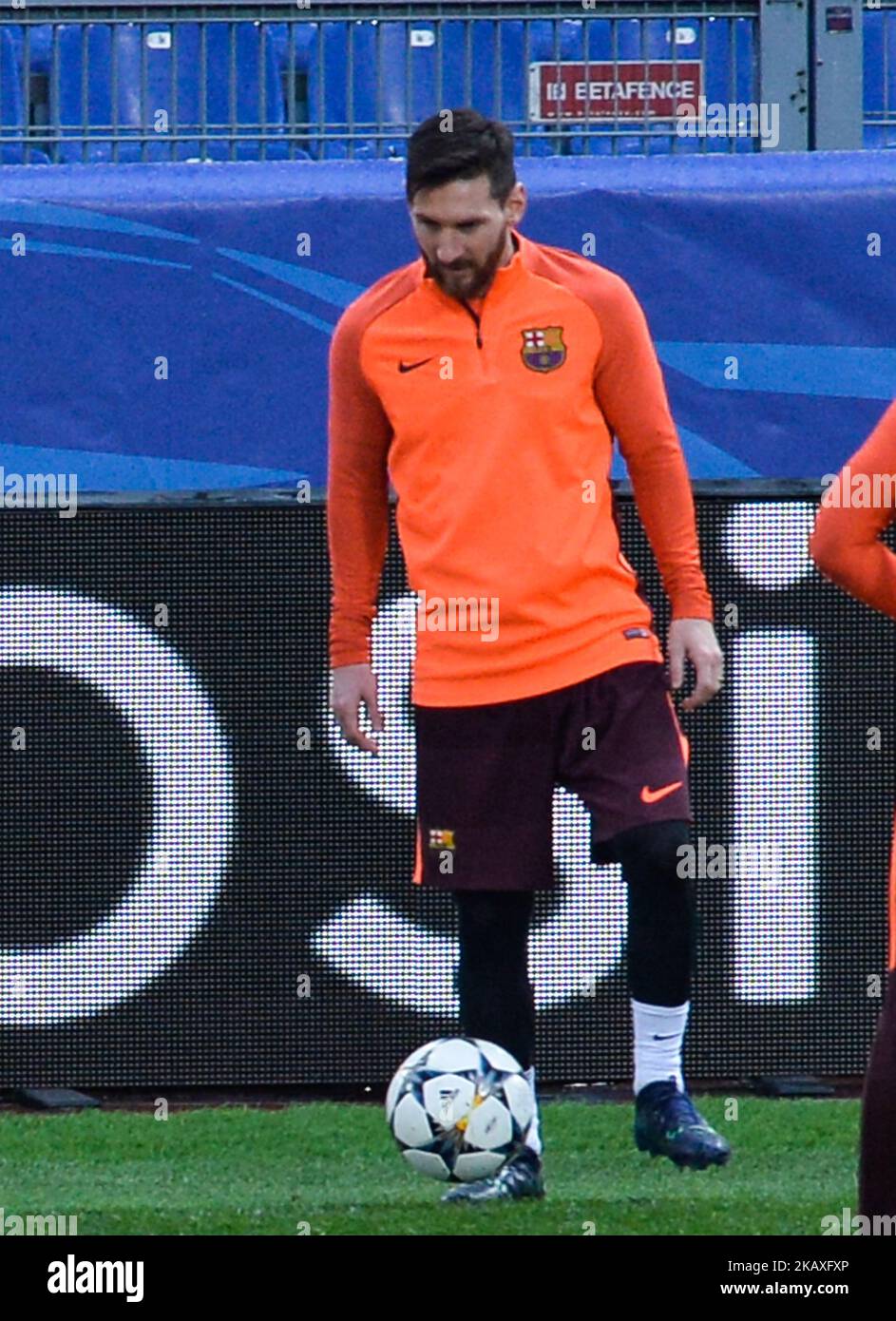 Lionel Messi of Barcelona during a training session prior to the UEFA ...
