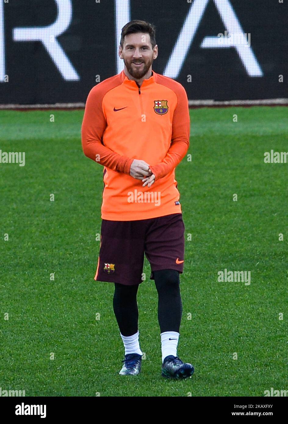 Lionel Messi of Barcelona during a training session prior to the UEFA ...