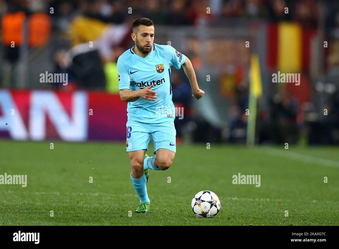 Jordi Alba of FC Barcelona at Olimpico Stadium in Rome, Italy on April ...