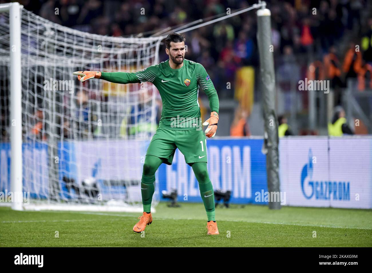 Alisson Becker of Roma during the UEFA Champions League Quarter Final ...