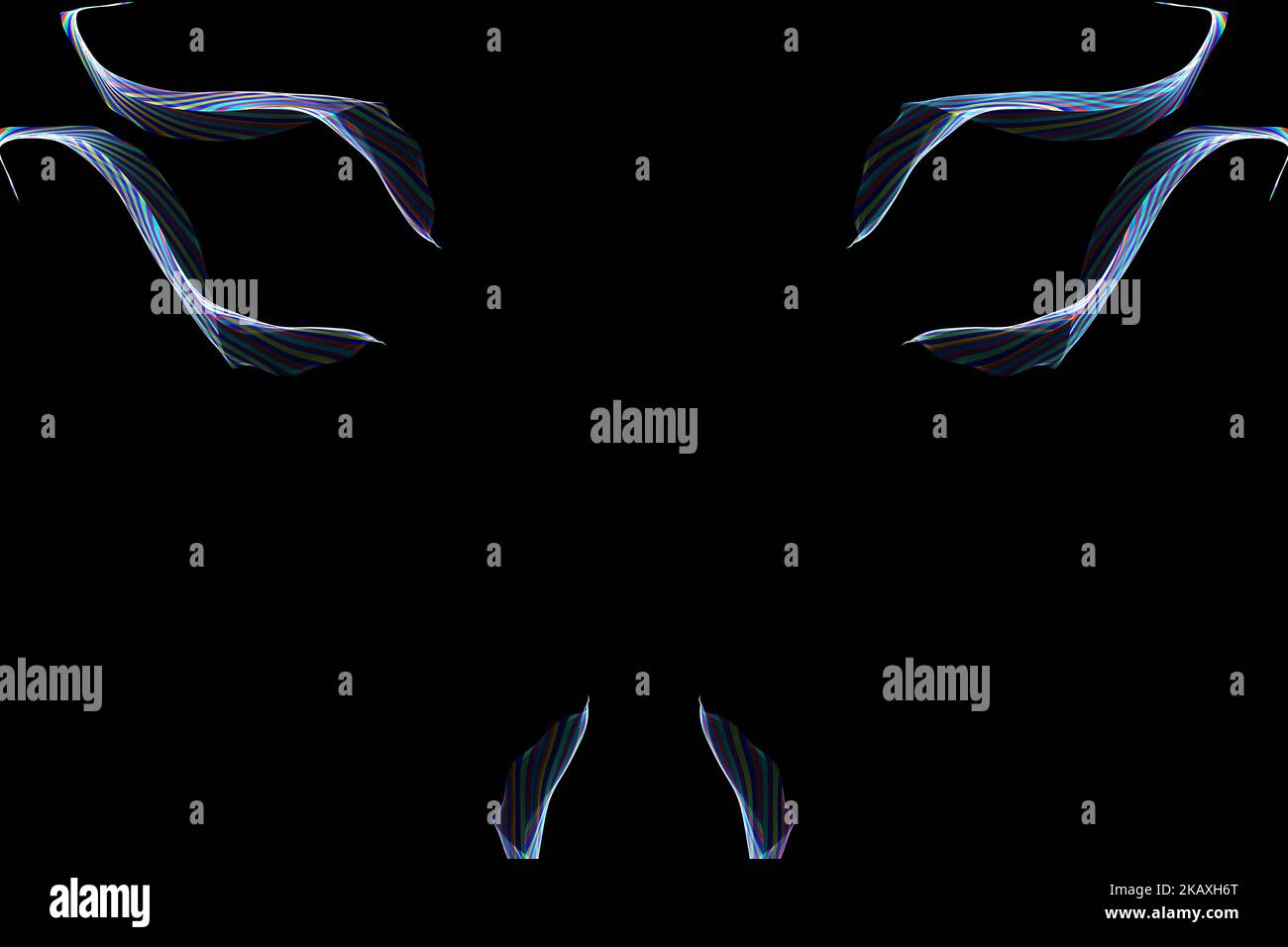 An abstract holographic lines coming out of different angles on a black ...