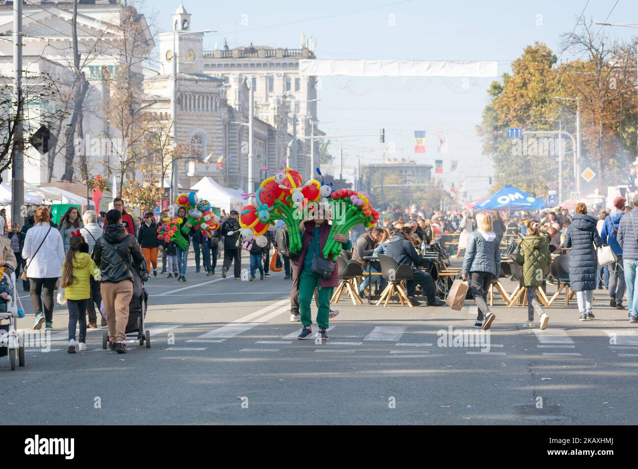 Chisinau, Moldova - October 15, 2022: Balloon street vendor. Selective ...
