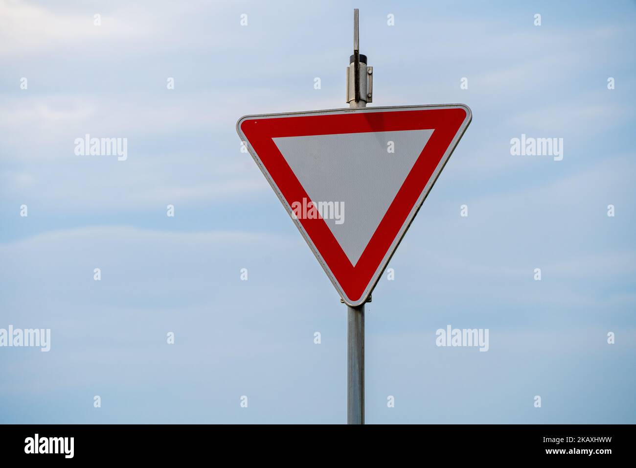 Blue triangle danger sign hi-res stock photography and images - Alamy