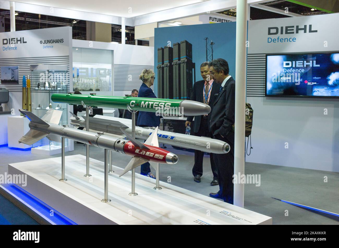 An exhibition booth of Diehl Defence GmbH & Co. KG is seen during the ...