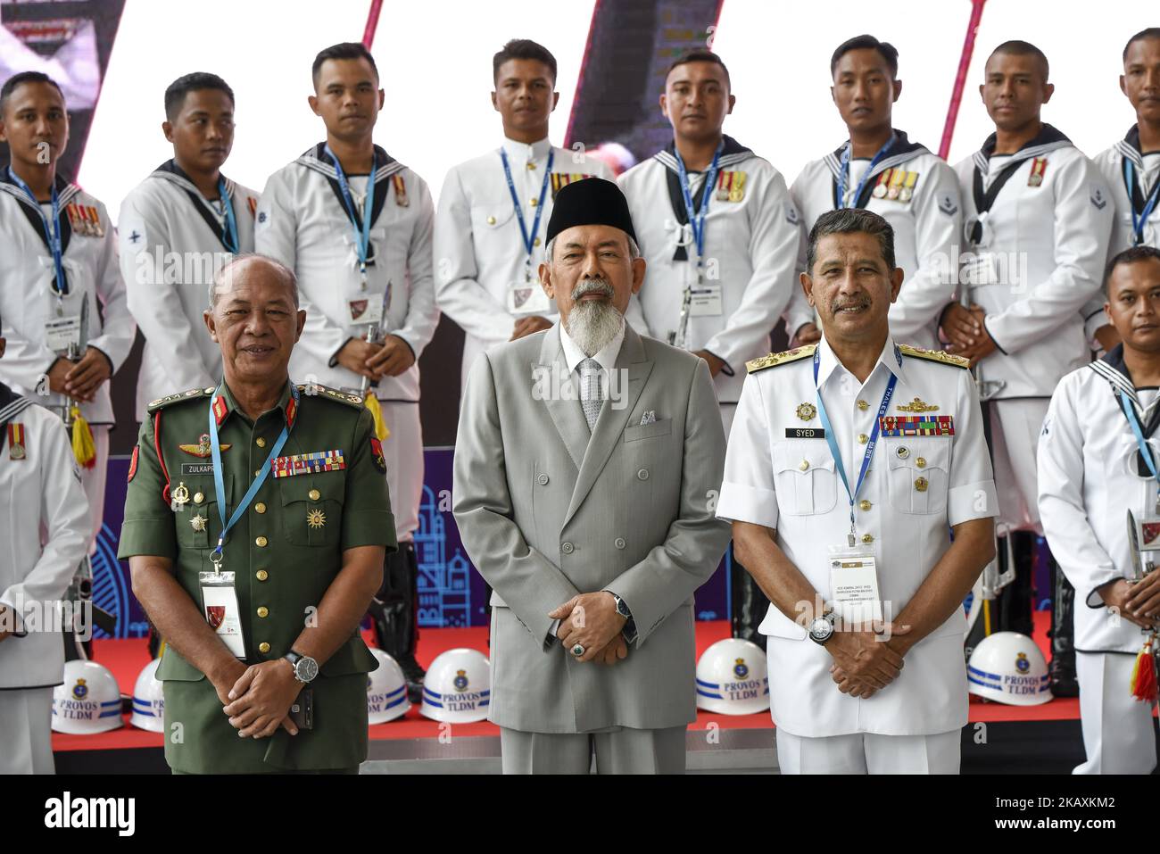 Juhar Mahiruddin(C), a Malaysian politician and Governor of Sabah state in Malaysia poses for a ...