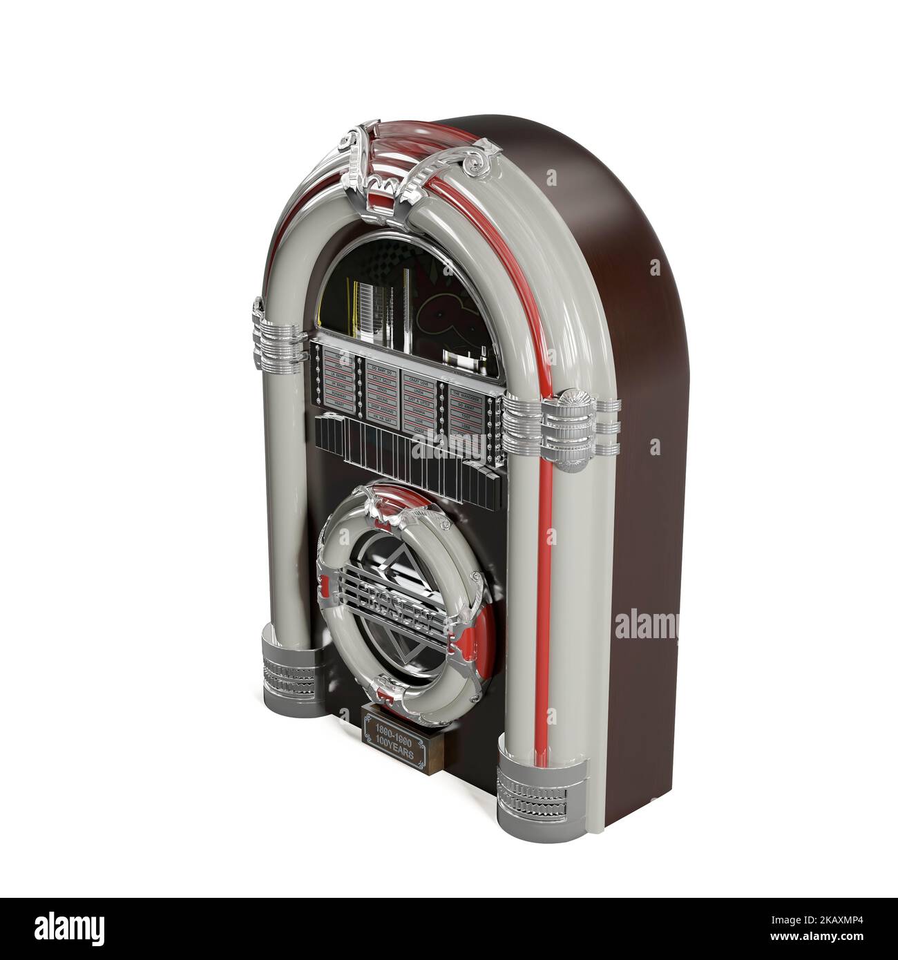 A 3D rendered illustration of a vintage jukebox isolated on a white ...