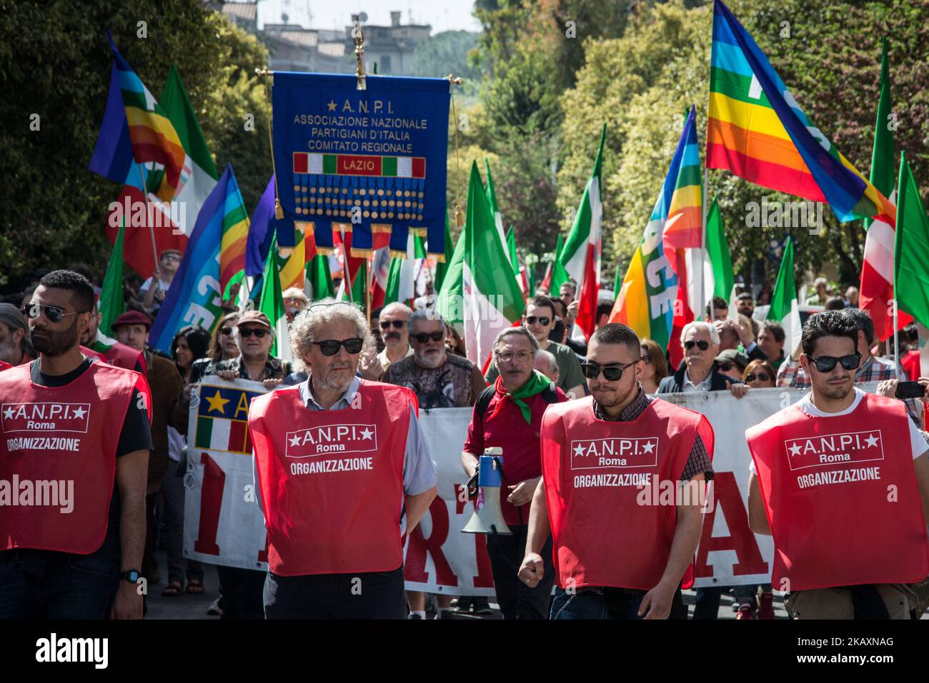 Demonstration to remember the Liberation Day in downtown Rome , The day ...