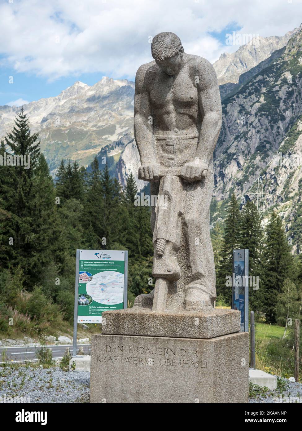 Monument in memory of workers who build the hydroelectric water dam at ...