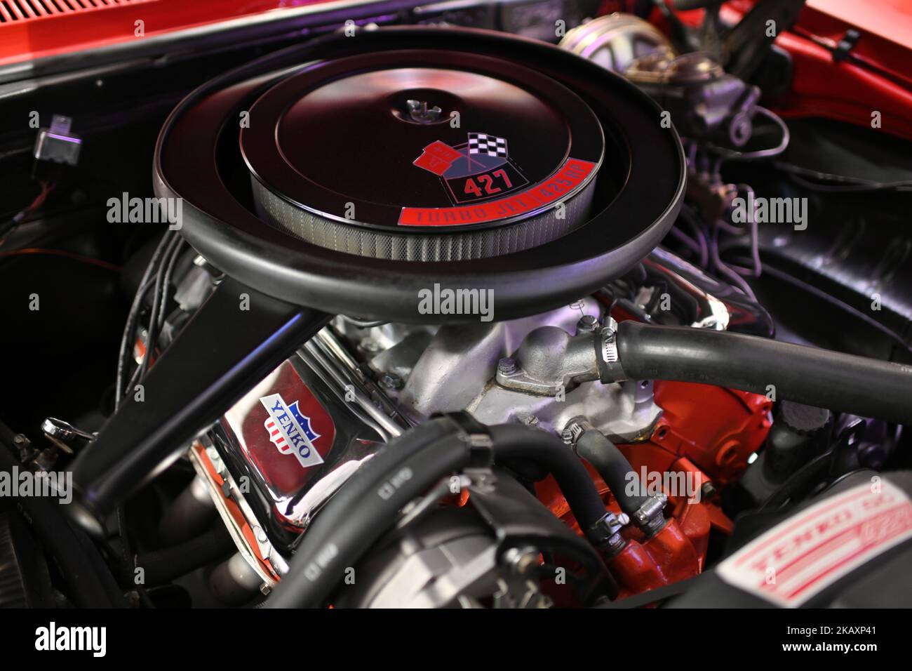 The engine of the Chevrolet Yenko Camaro in the museum, close-up Stock ...