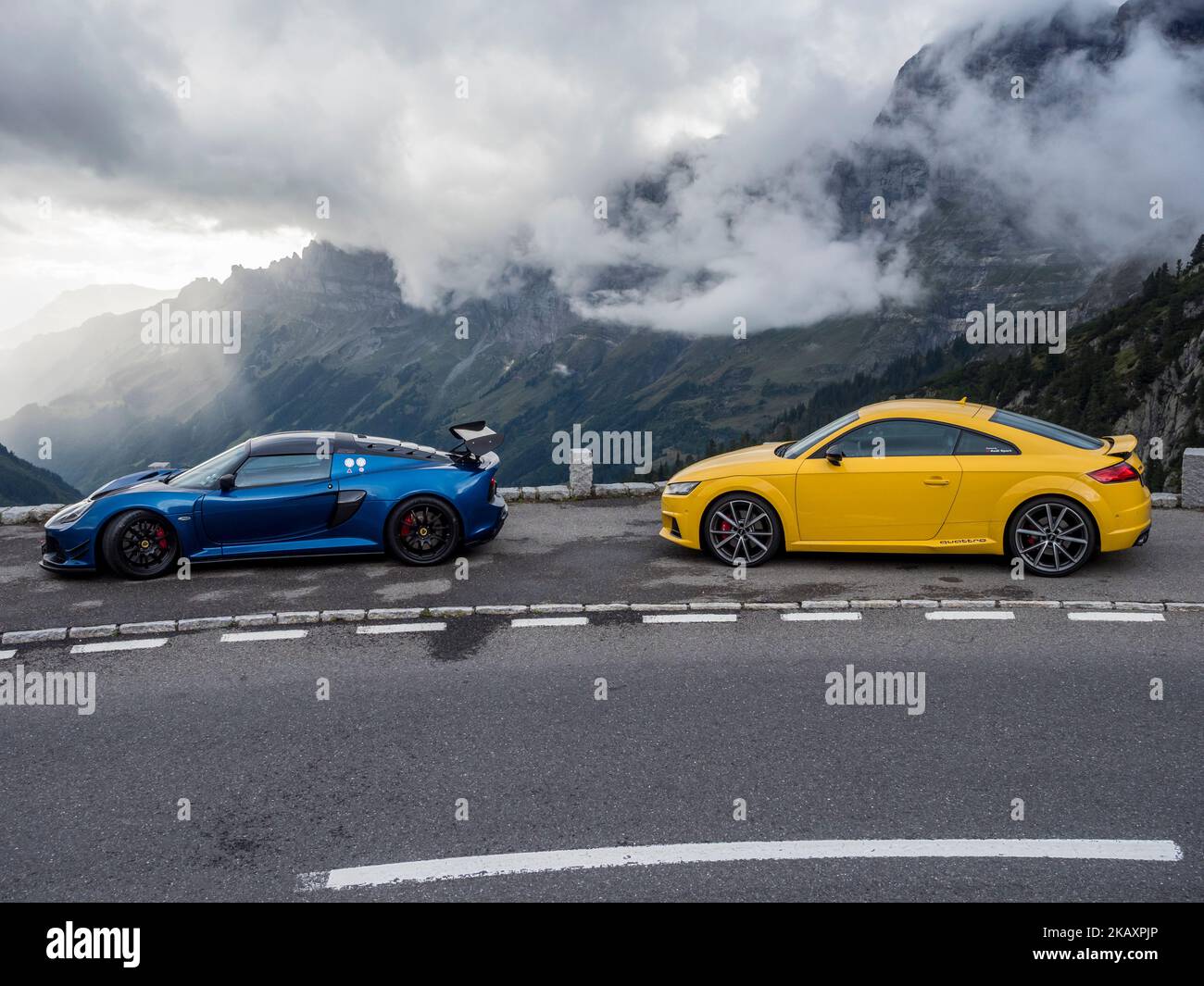 Sports car, Sustenpass, swiss mountain pass, Switzerland Stock Photo ...