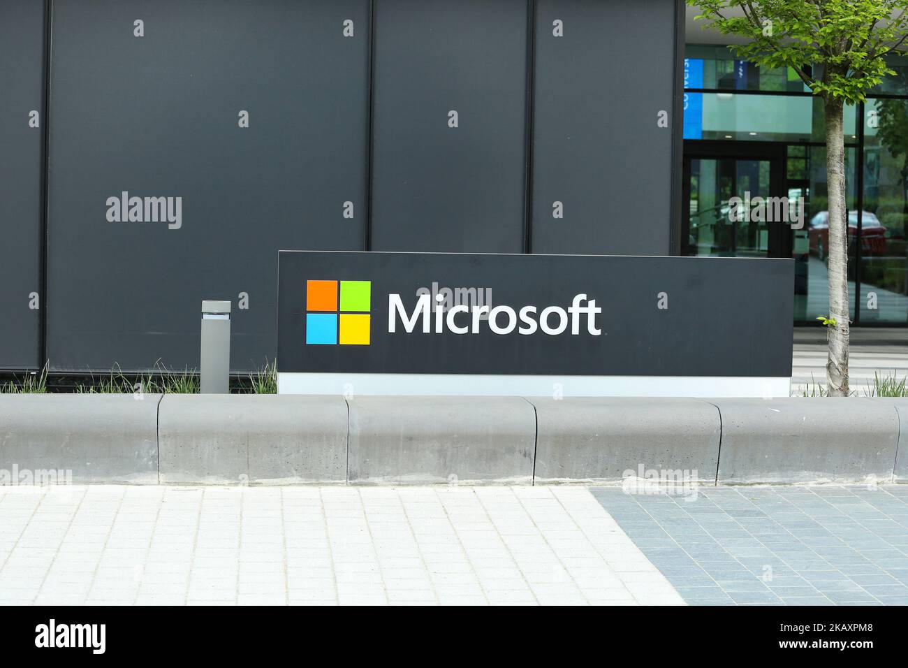 The logo of Microsoft is seen in Munich, Germany on April 30, 2018 ...