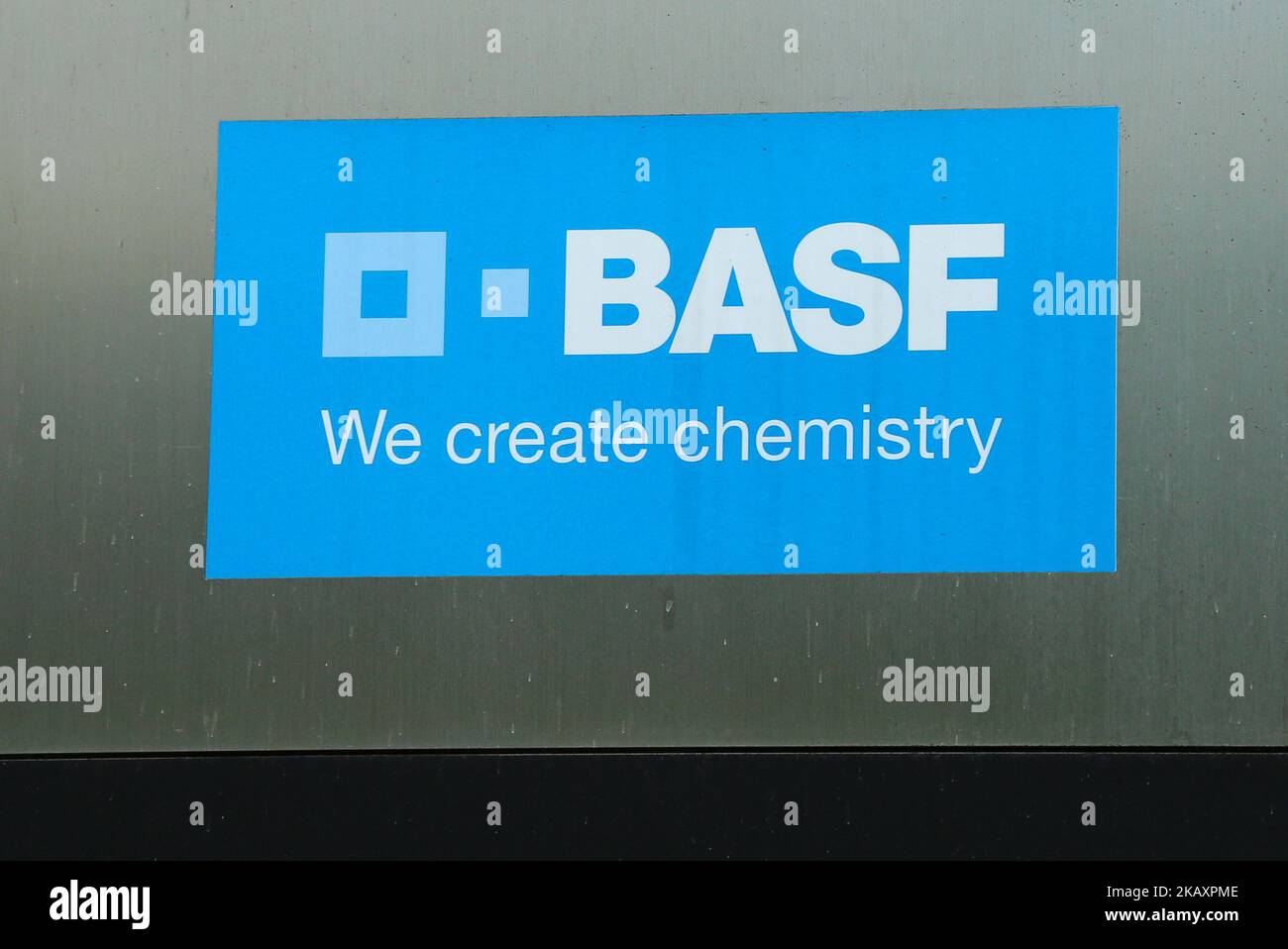 The logo of the German chemical company BASF is seen in Munich, Germany ...