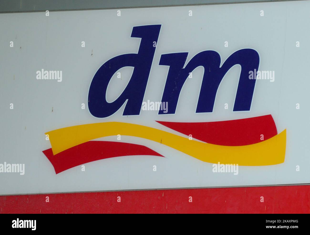 The logo of the chain of retail stores dm is seen in Munich, Germany on ...