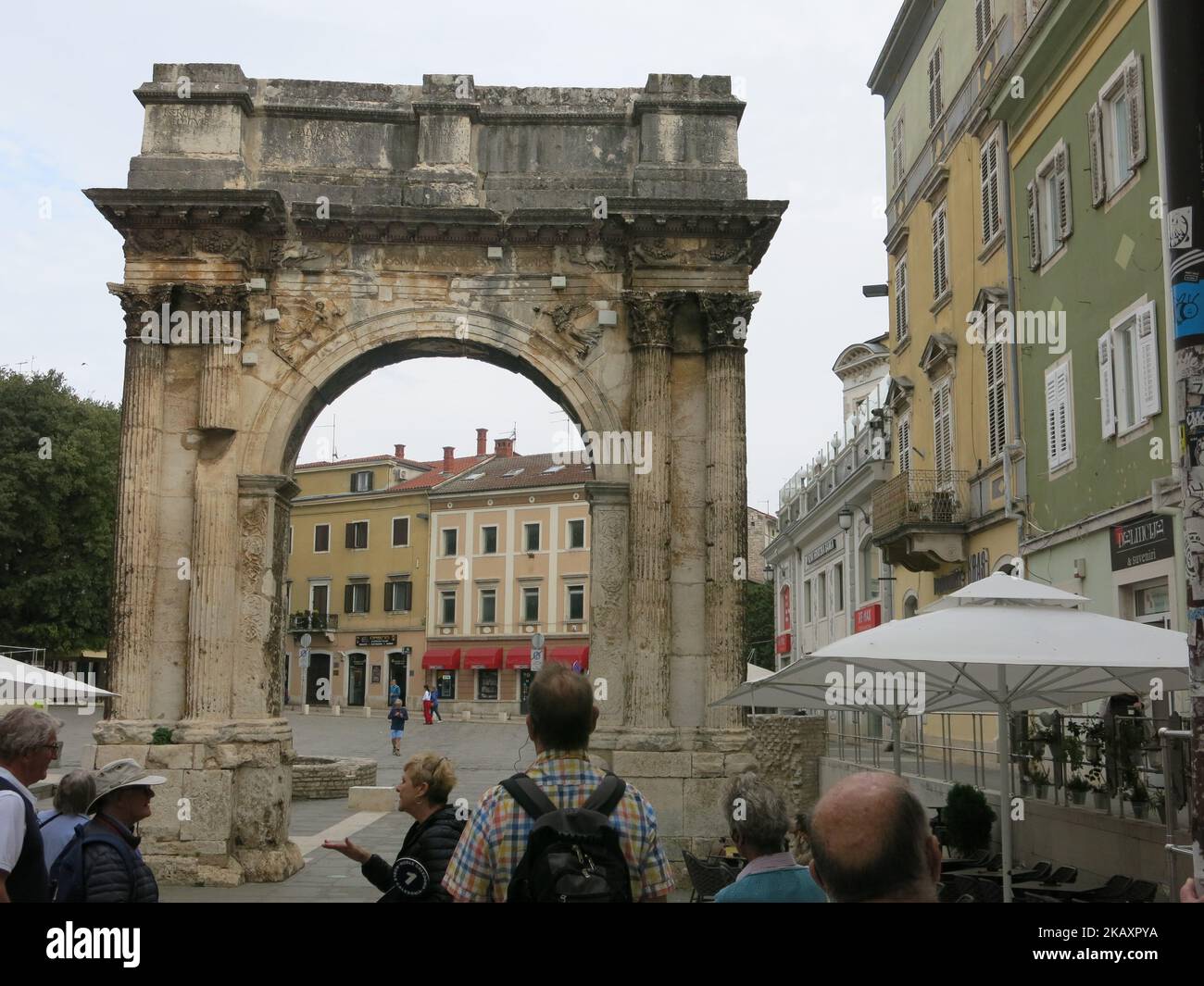 The Triumphal Arch of the Sergi or Golden Gate in Pula is a striking ...