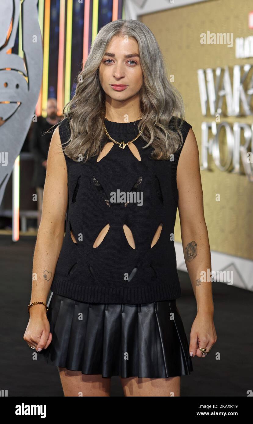 Harriet Rose attending the European premiere of Black Panther: Wakanda ...