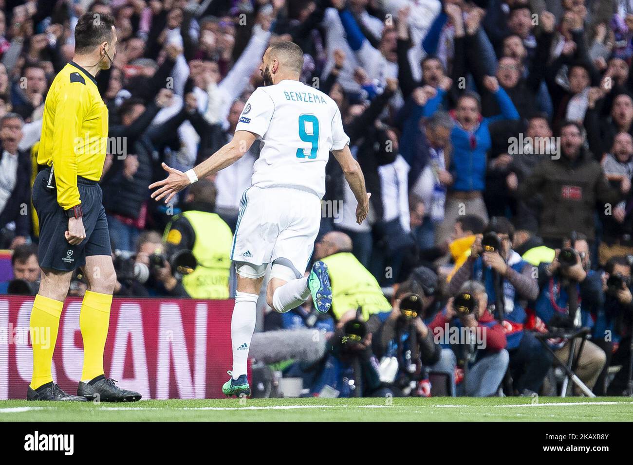 Real Madrid Karim Benzema celebrating a goal during Semi Finals UEFA ...