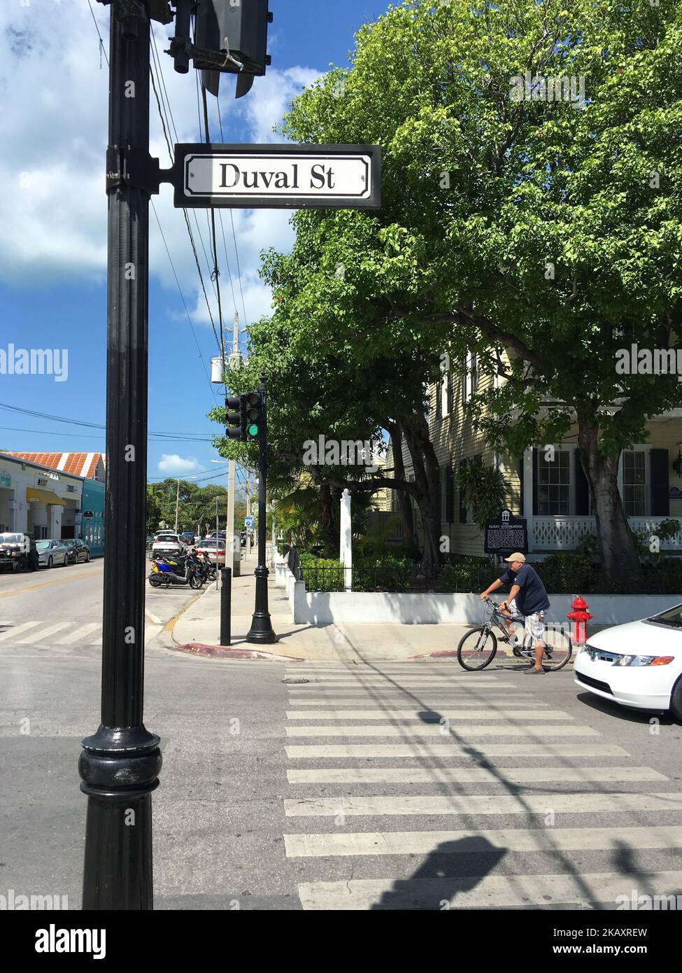 A vertical shot of the Duval street view in Key West, United States ...