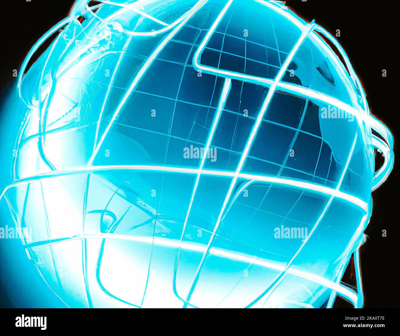 An illustration of blue earth on globe wireframe network mesh Stock ...