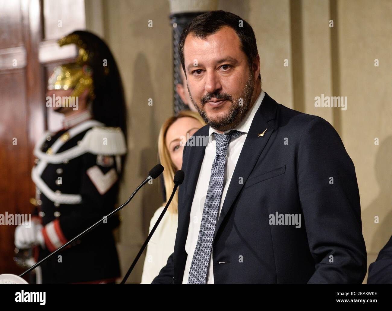 Lega leader Matteo Salvini at the end of the Consultations of the ...