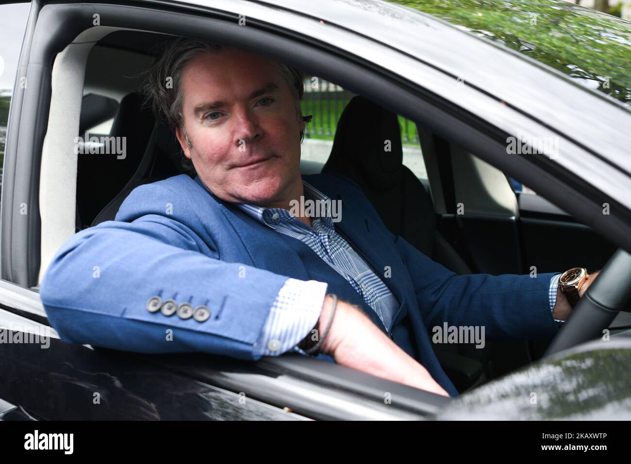 Dan Kiely, CEO & Co Founder of Voxpro, inside a self-driving enabled ...