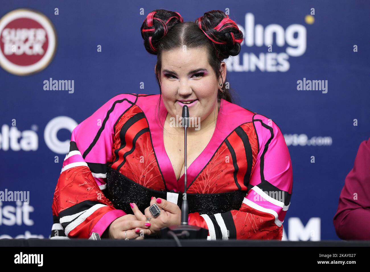 Winner singer Netta of Israel during a press conference after the 2018 ...