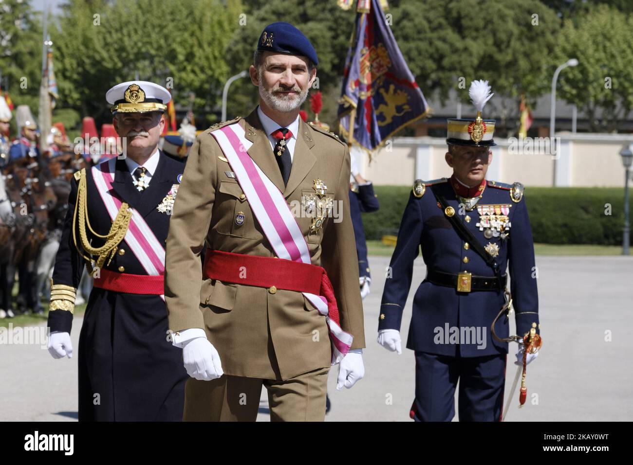 Spanish royals attend the new royal guards flag ceremony hi-res stock ...