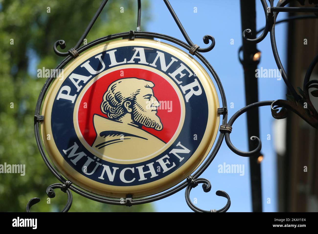 The logo of German brewery Paulaner, established in 1634 in Munich by ...