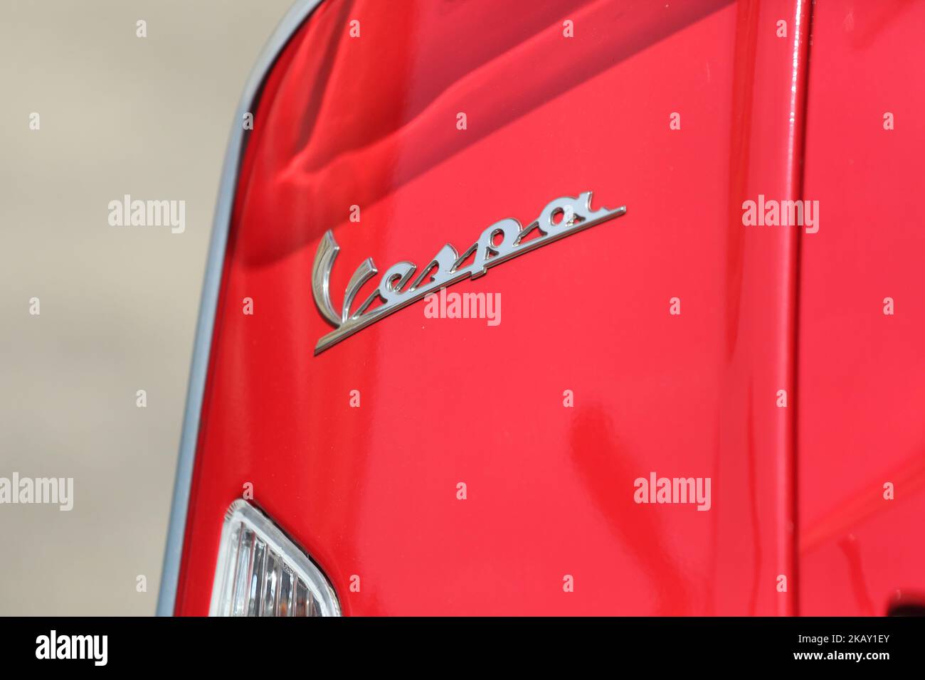 The logo of the Italian brand Vespa of scooter manufactured by Piaggio ...