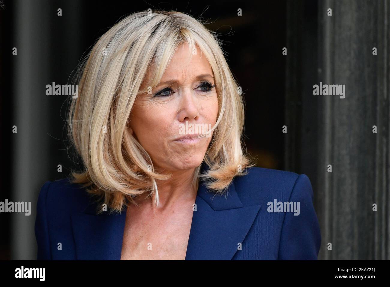 French first lady Brigitte Macron receives the mother of the Soldier ...